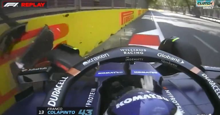 Así fue el choque de Franco Colapinto en la primera práctica de F1 en Bakú - Ahora San Juan